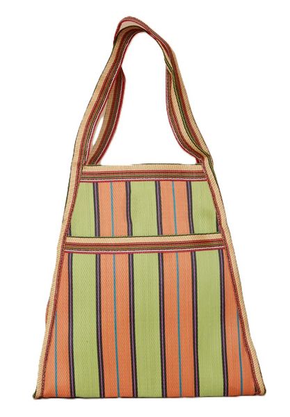 Lime orange trapezium shape nylon bag