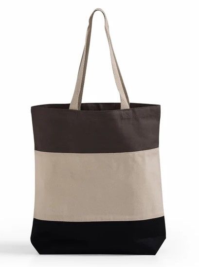 Tri tone color cotton grocery shopping bag
